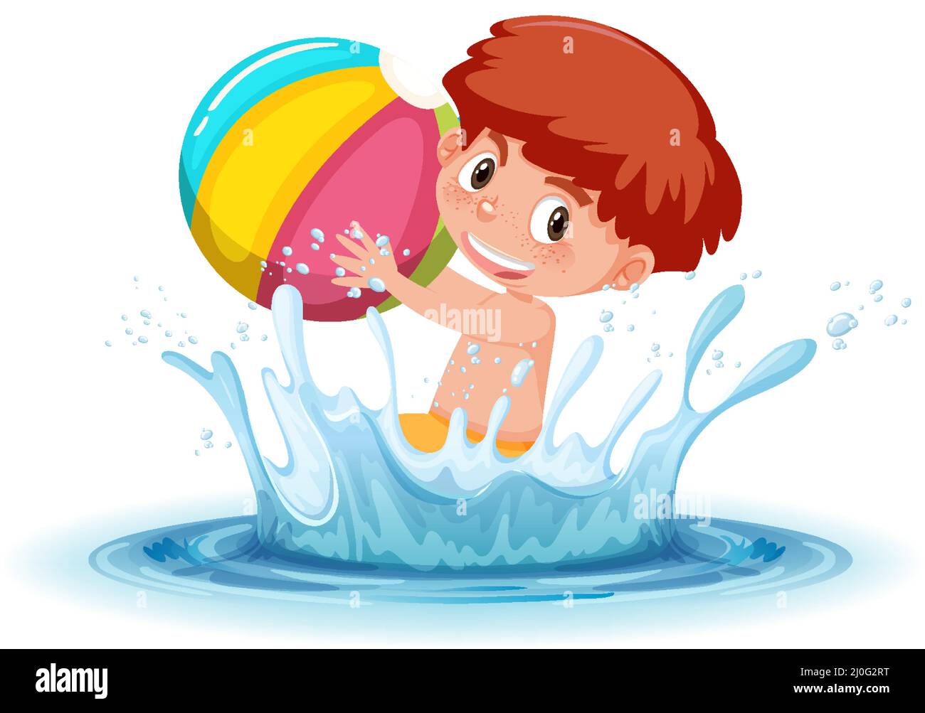A water splash with fun boy on white background illustration Stock ...