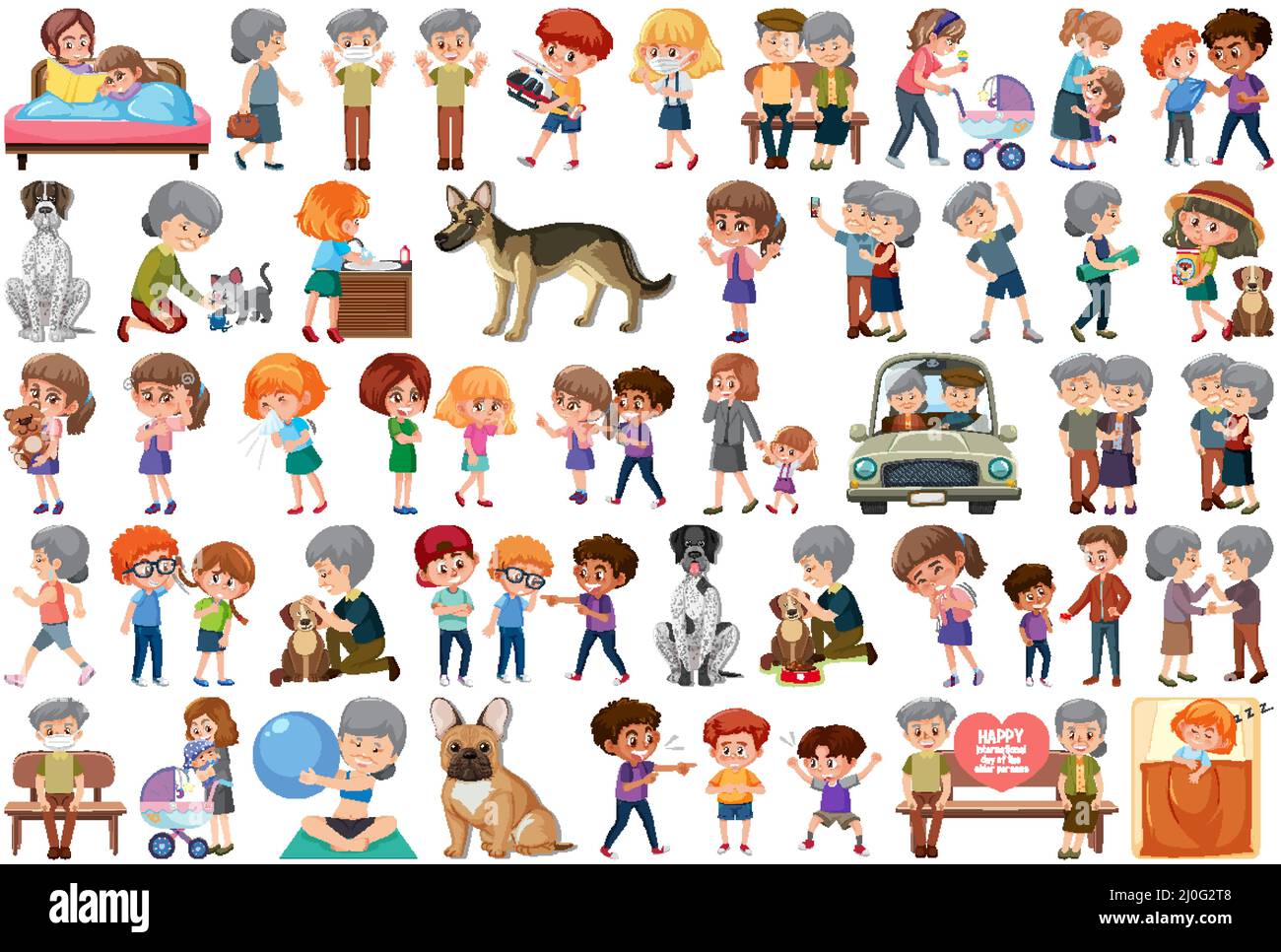 Set of different activities people in cartoon style illustration Stock ...