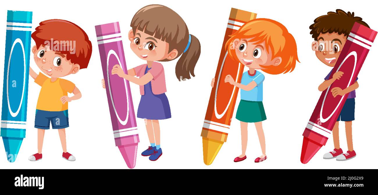 Children holding sticks Stock Vector Images - Alamy