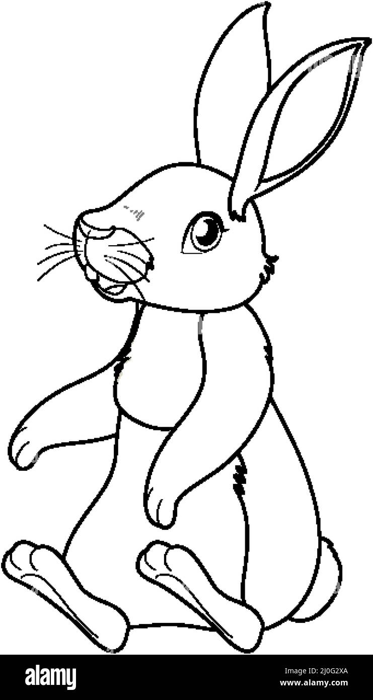 Rabbit doodle outline for colouring illustration Stock Vector Image ...