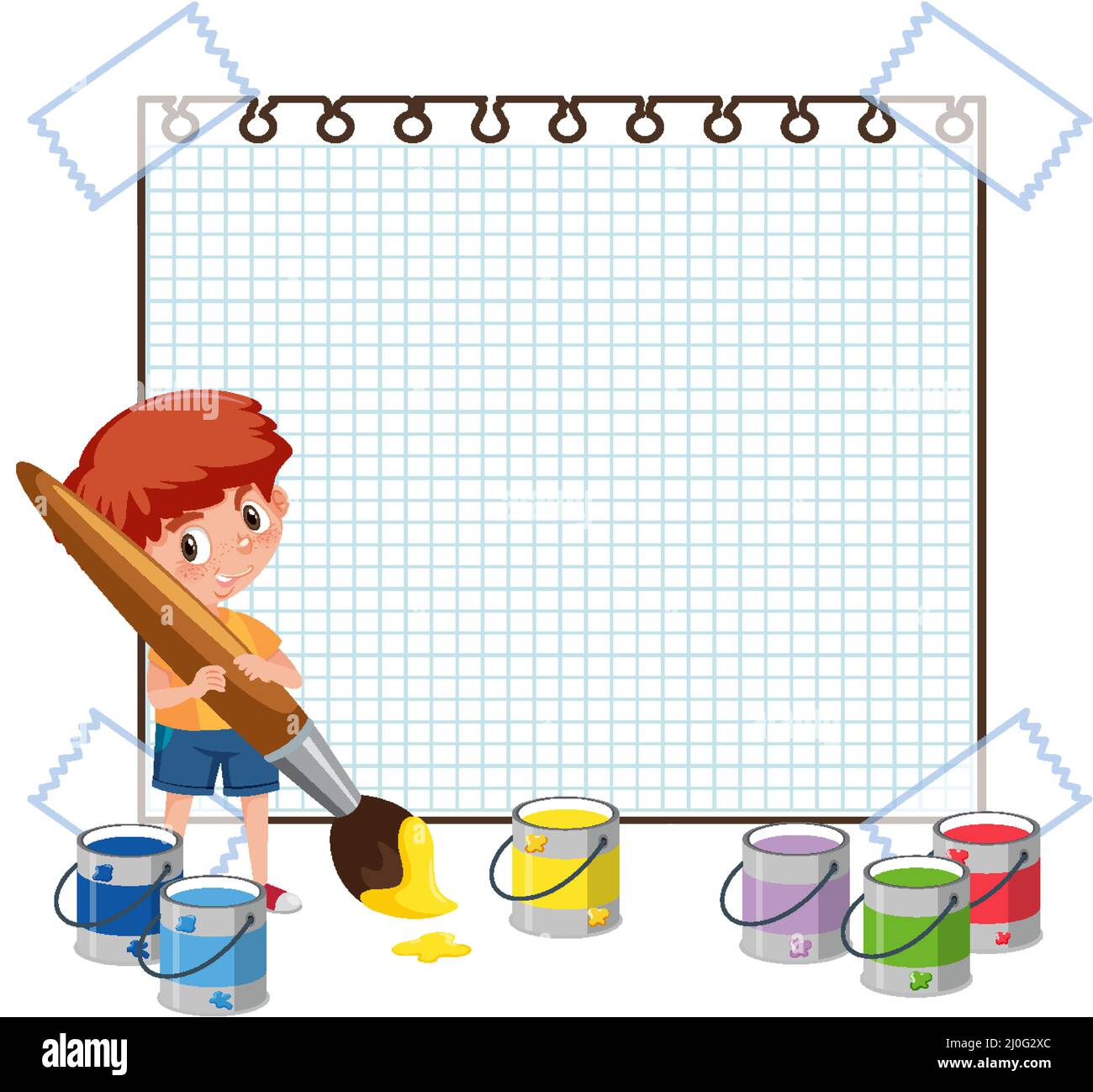 Empty board template with children cartoon character illustration Stock ...