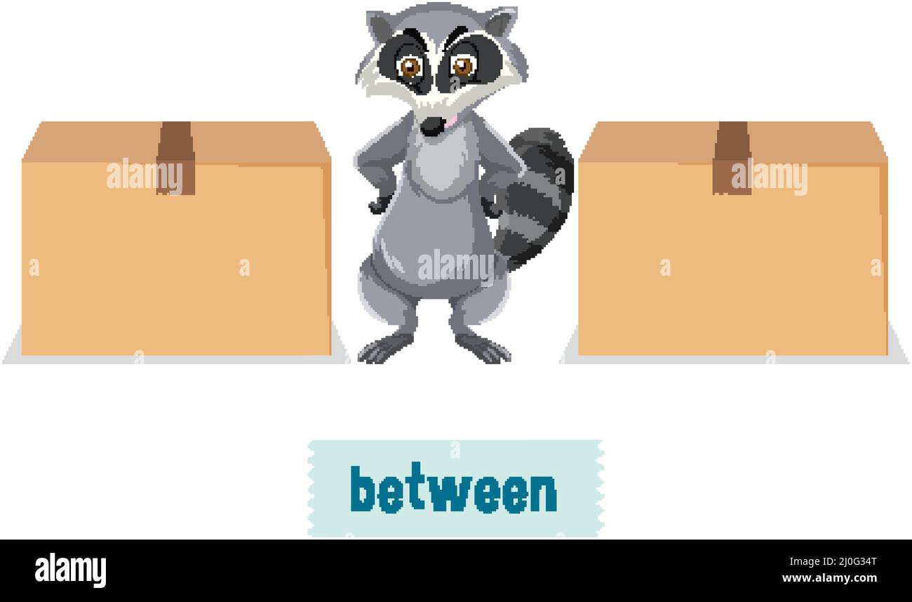 English prepositions of place for children illustration Stock Vector ...