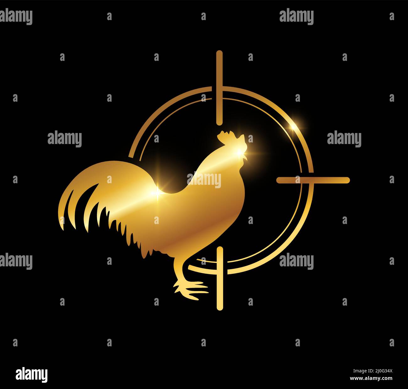 A vector illustration of Golden Rooster Cock Logo Sign Stock Vector ...