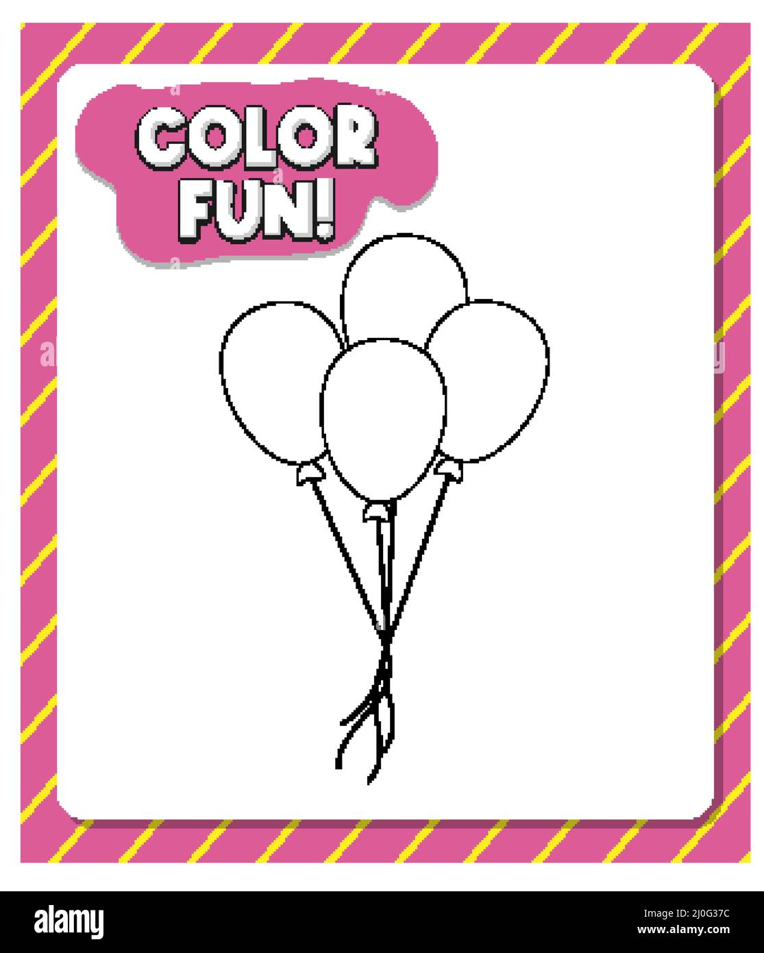 Worksheets template with color fun! text and balloon outline ...