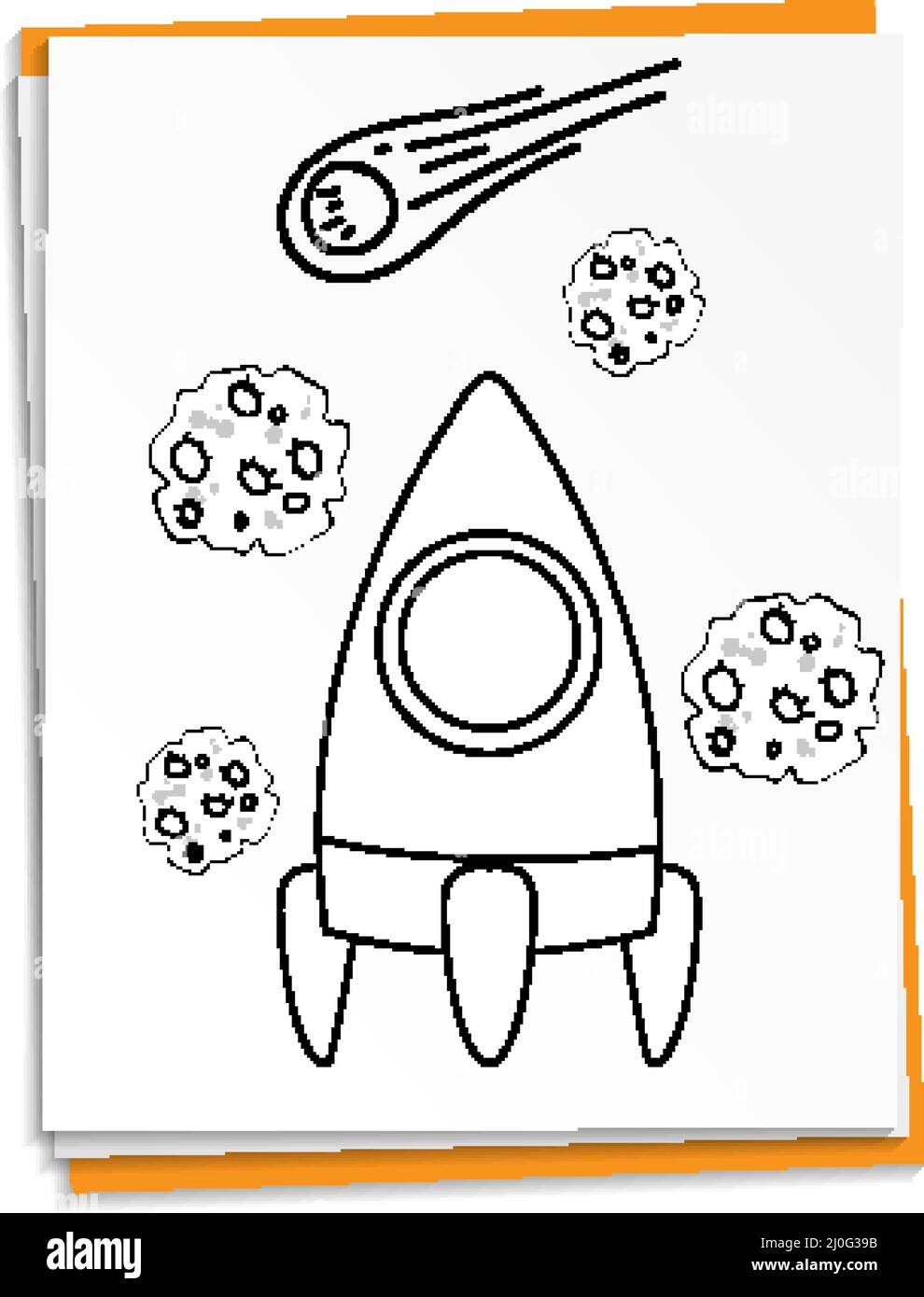 Hand drawn rocket on paper illustration Stock Vector Image & Art - Alamy
