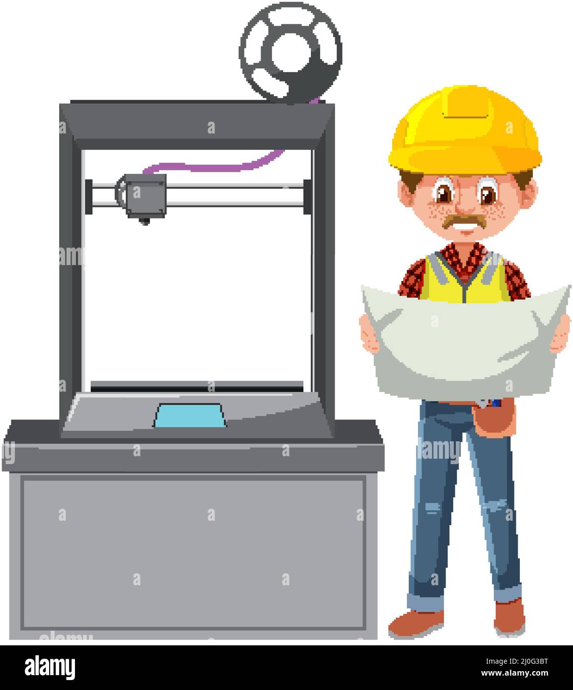 A robotic engineer controlling machine illustration Stock Vector Image ...