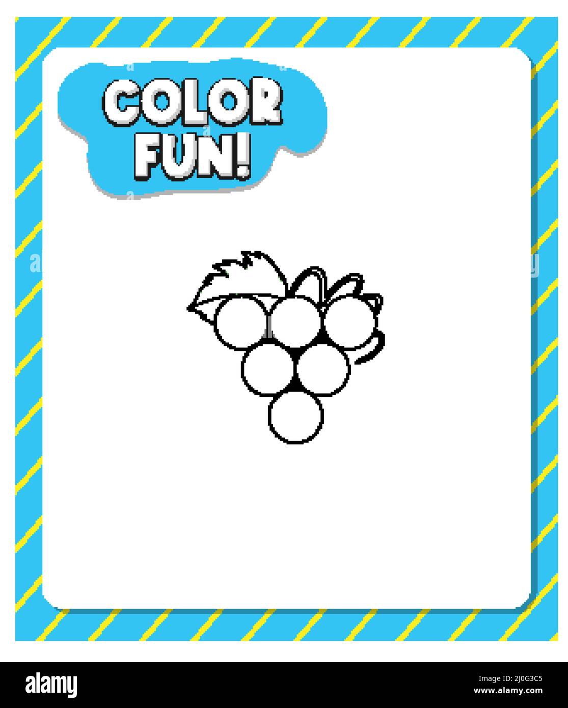 Worksheets template with color fun! text and grape outline illustration ...