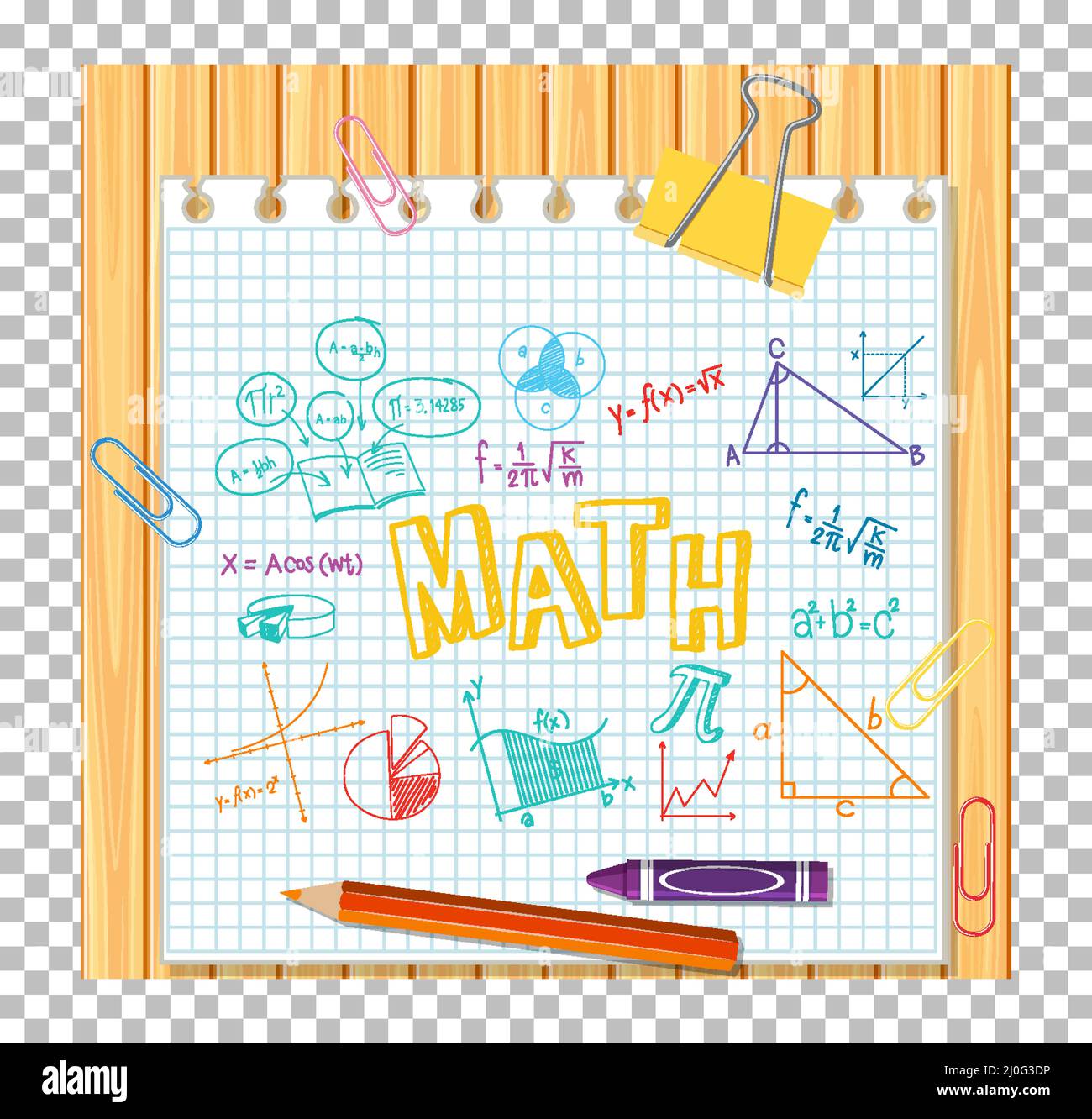 Doodle math formula with Mathematics font on wood board illustration ...