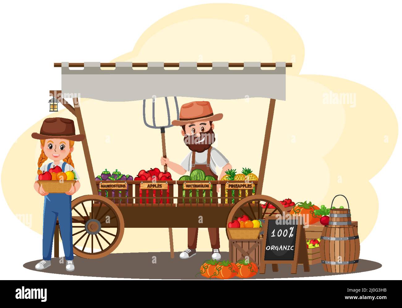 Flea market concept with fruit store illustration Stock Vector Image ...