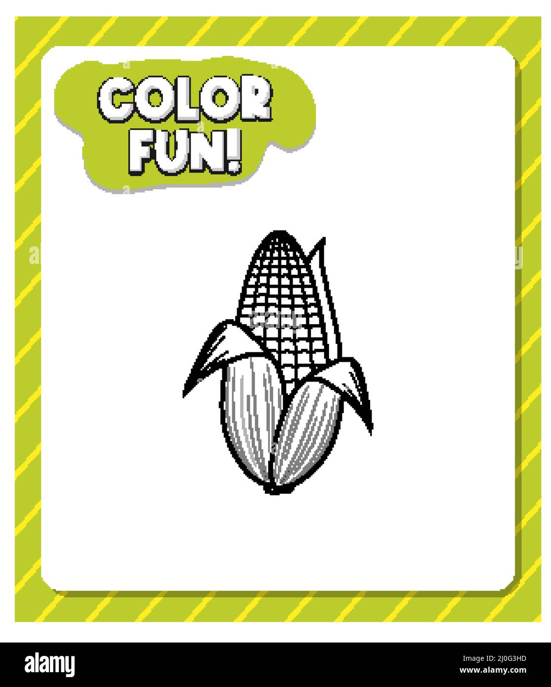 Worksheets template with color fun! text and corn outline illustration ...