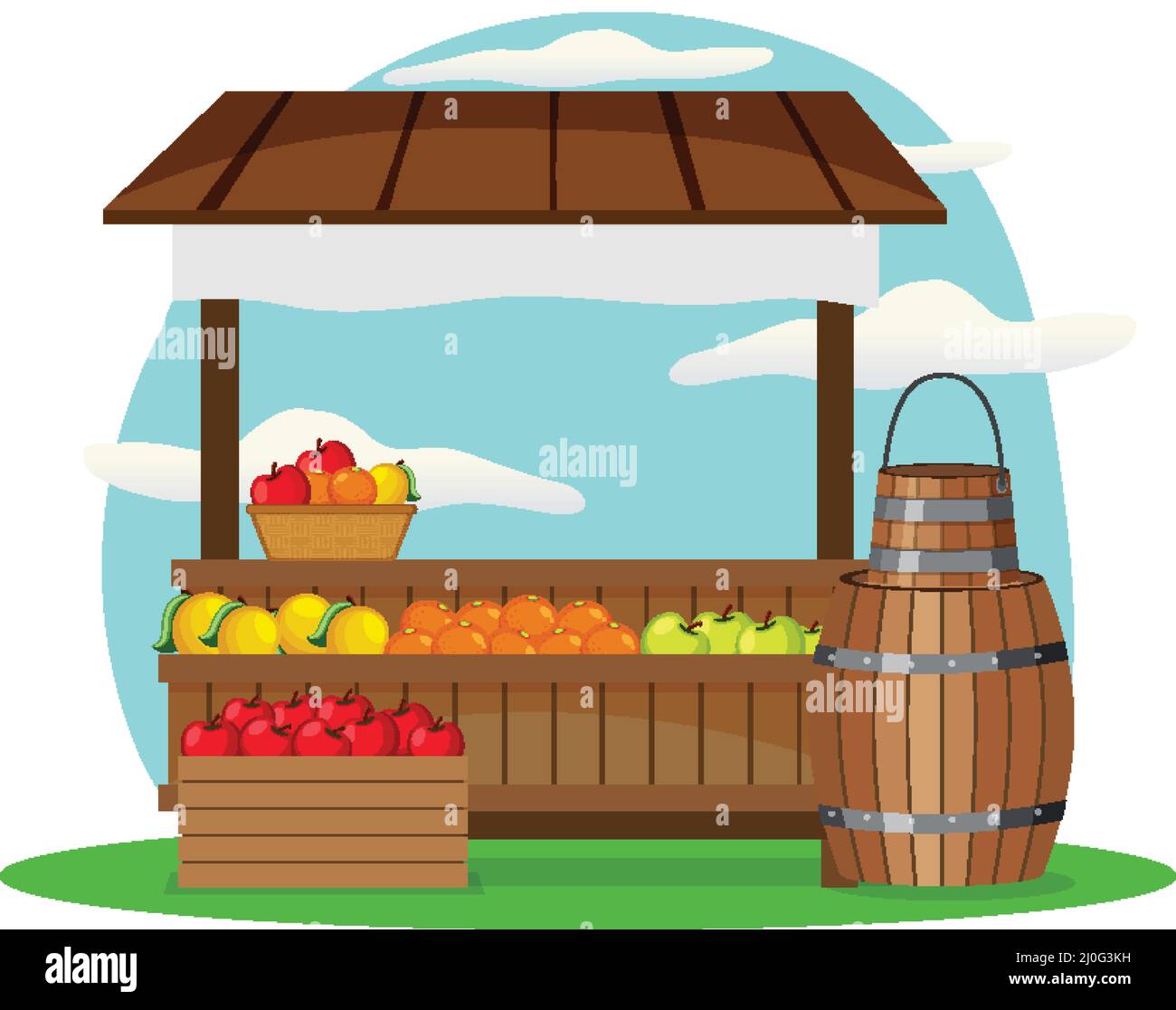 Flea market concept with fruit store illustration Stock Vector Image ...