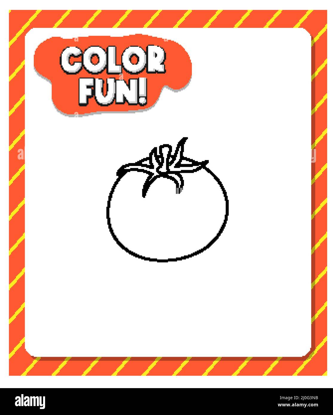 Worksheets template with color fun! text and tomato outline ...