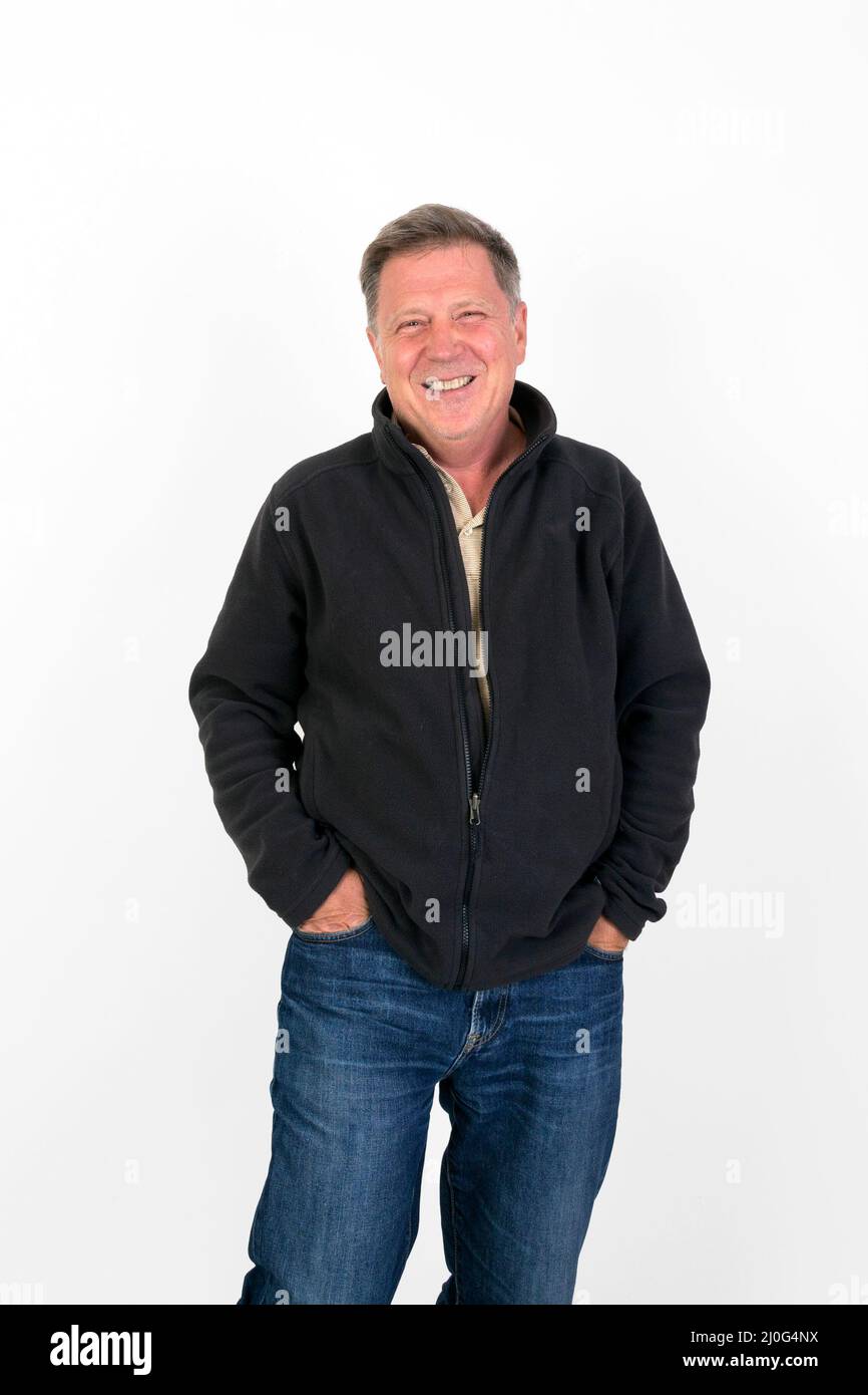 full portrait of mature man in motion Stock Photo - Alamy