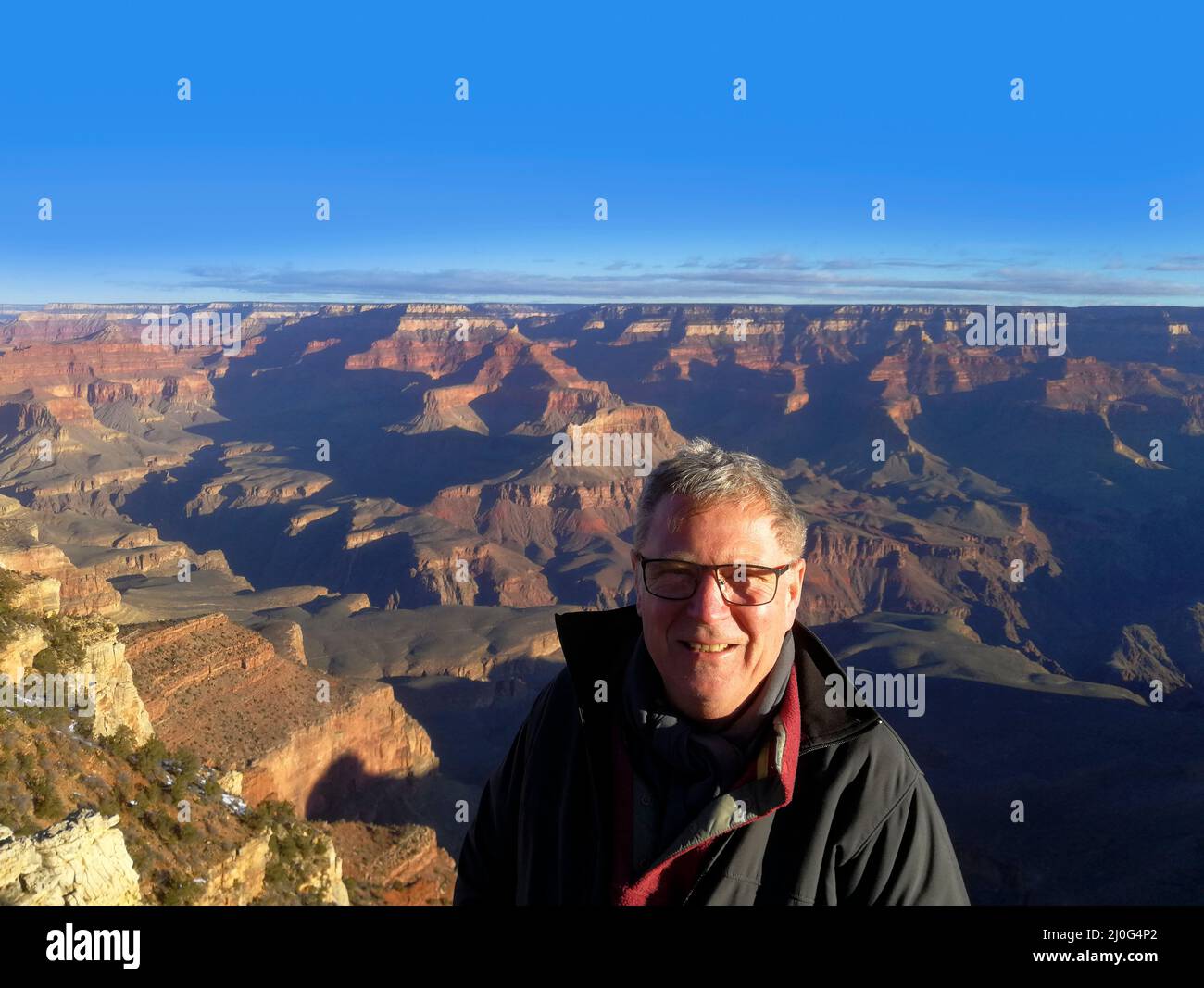 portrait of male tourist with grand canyon in background, USA Stock ...