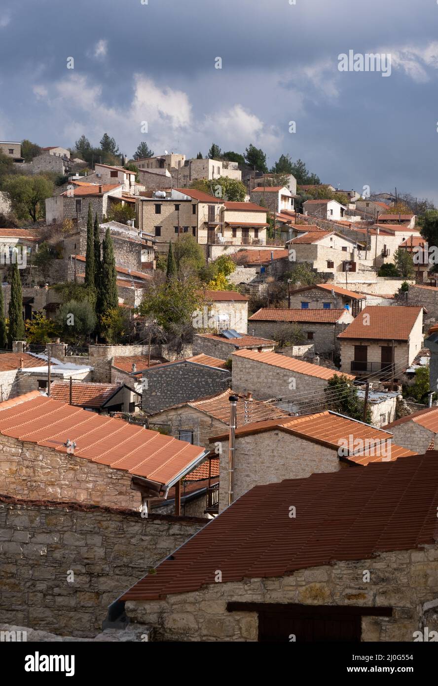 Mountain village of Lofou at Troodos mountain in autumn in Cyprus Stock ...