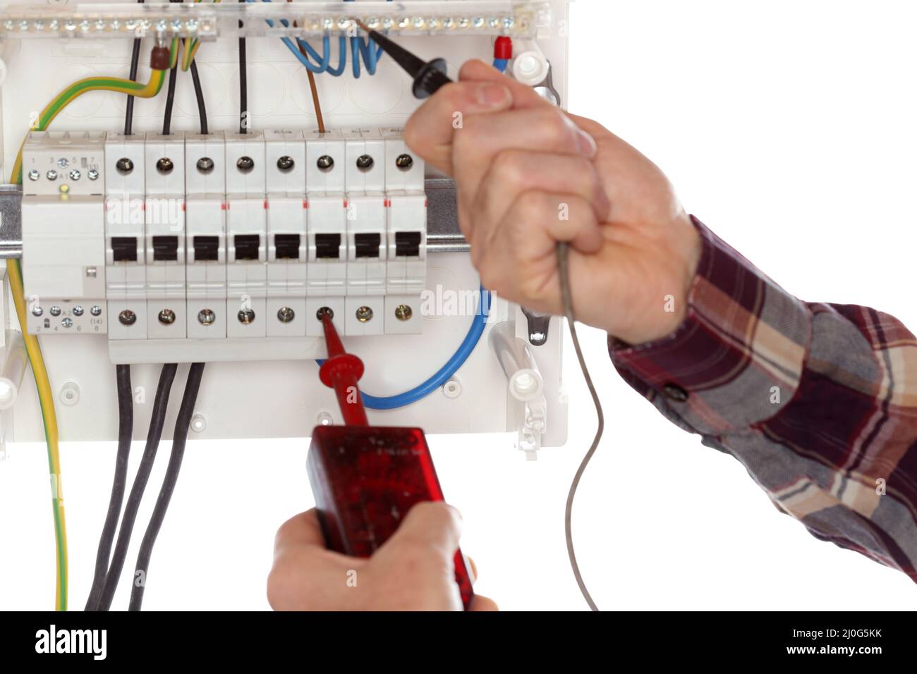 Professional electrician working on electrical hi-res stock photography ...