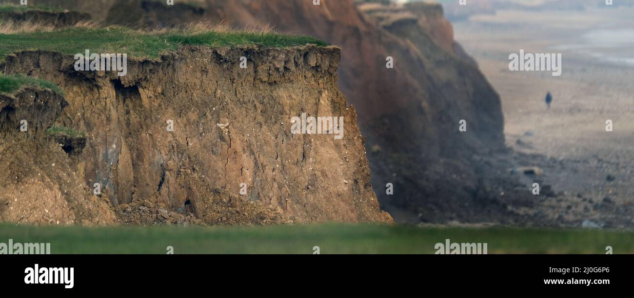 Heavy clay cliff ertosion on east coast of Yorkshire. Uk Stock Photo ...