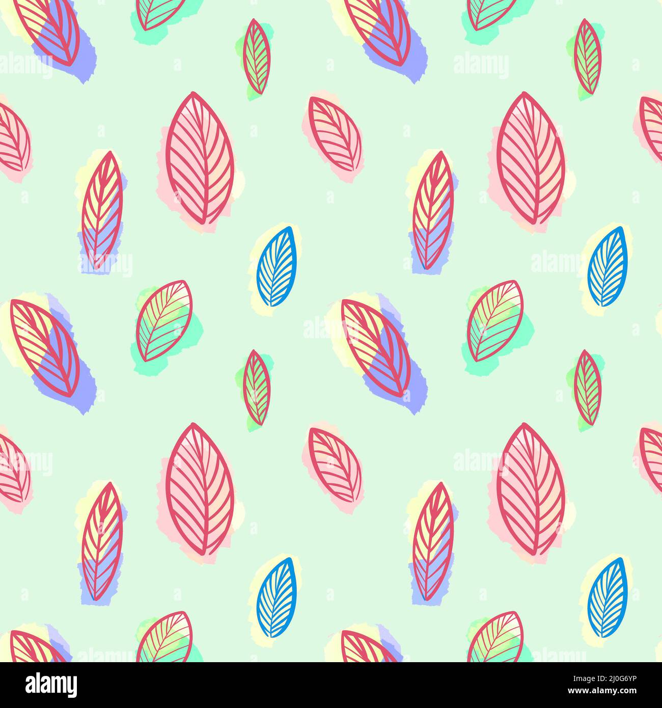 A delicate pattern with leaves on a green background. Cute leaf pattern ...