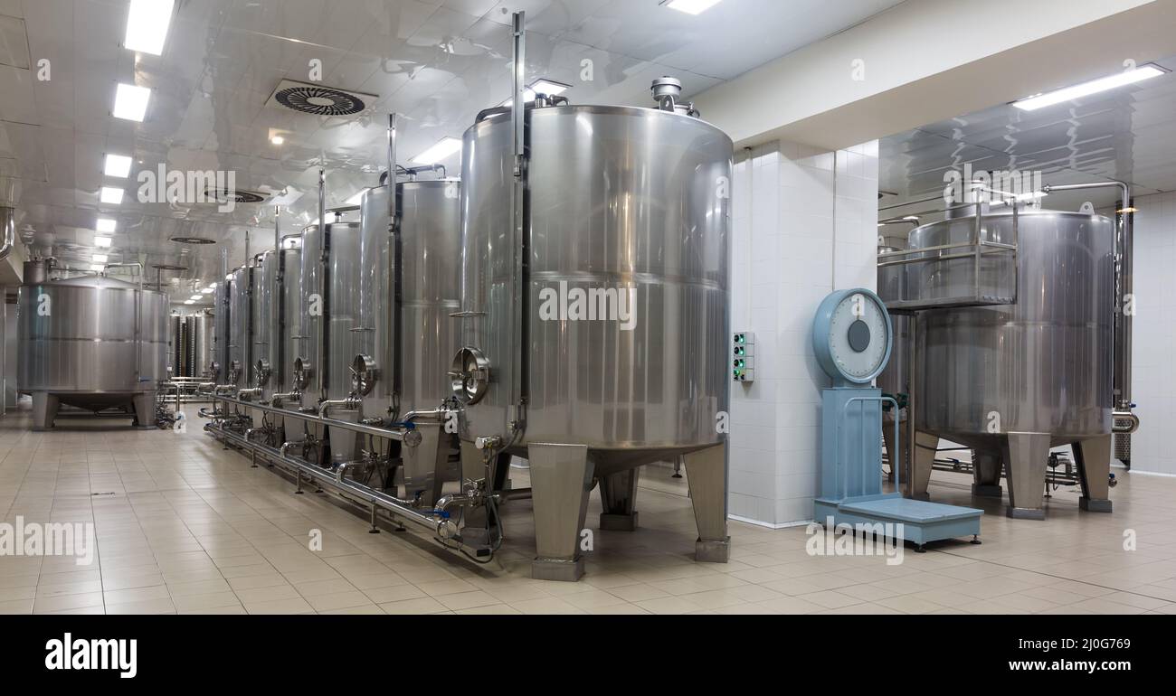 Interior of modern wine plant with stainless equipment Stock Photo - Alamy