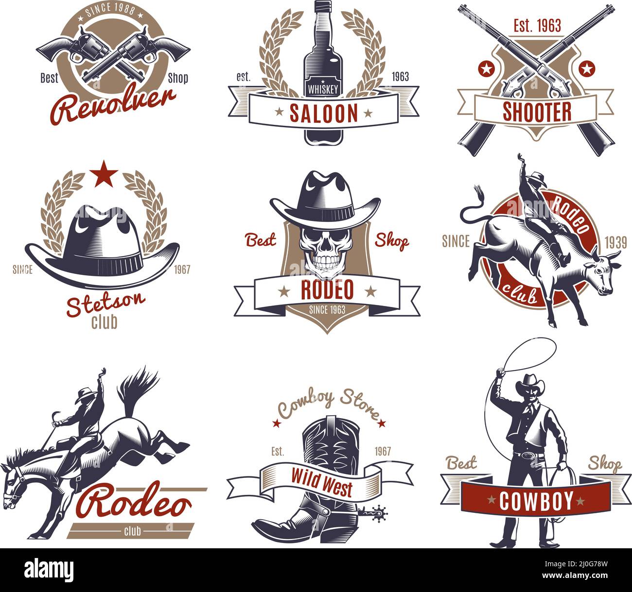 Vintage Rodeo Stock Vector Images - Alamy