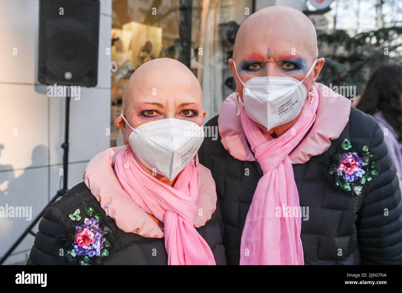 Berlin, Germany. 18th Mar, 2022. The artist couple Eva & Adele are ...