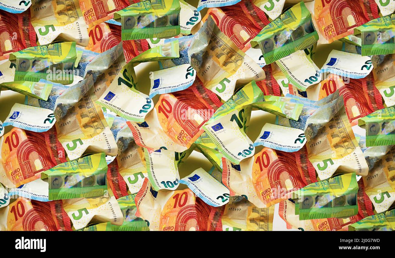 A pile of crumpled euro banknotes. Minimalism, concept Stock Photo - Alamy