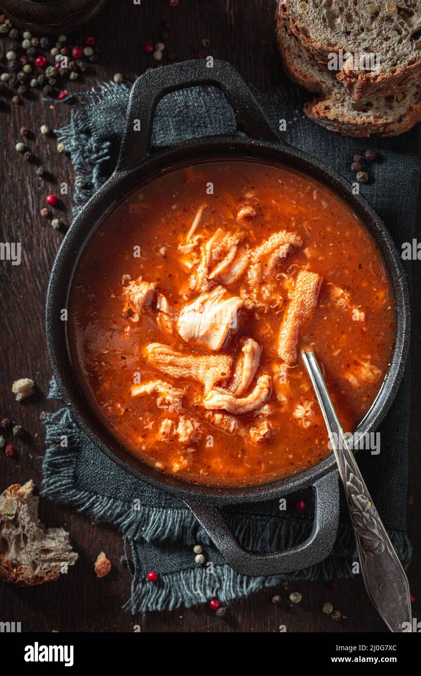 Tasty and hot tripe soup made of pork and spices. Spicy and aromatic ...