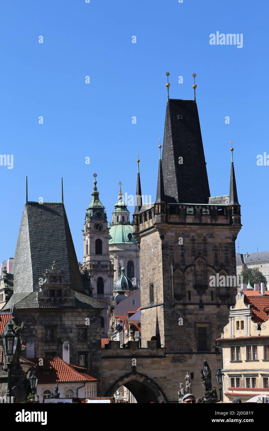 Towers and ancient monuments in the city of Prague the capital of the ...