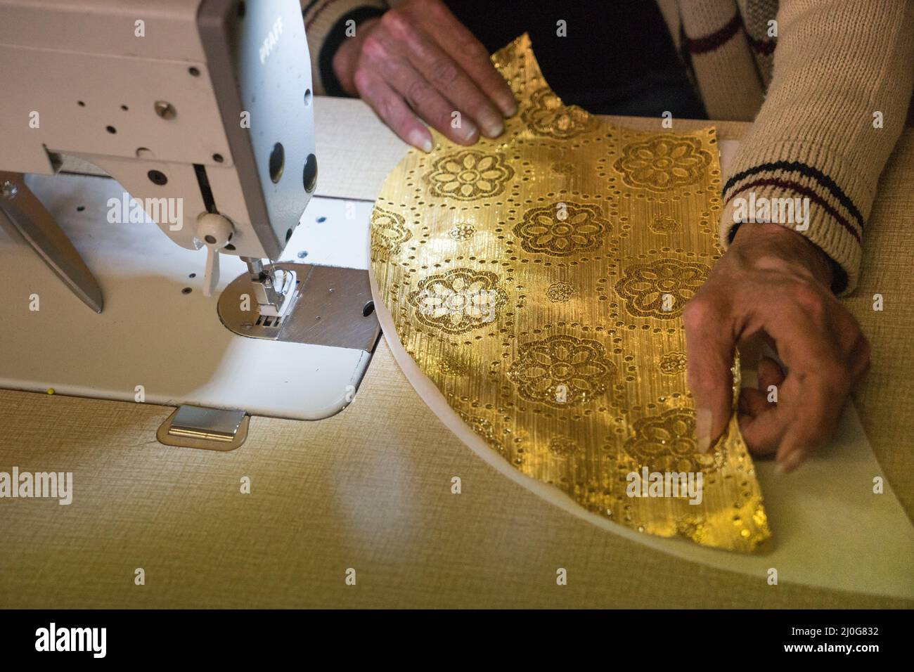 Making fool's caps for the carnival Stock Photo - Alamy