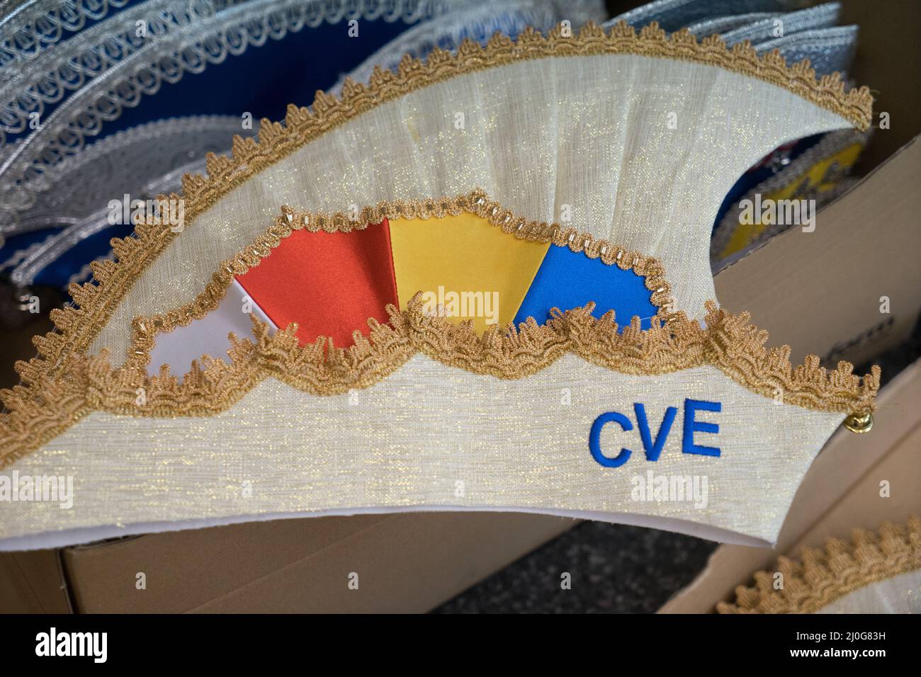 Making fool's caps for the carnival Stock Photo - Alamy