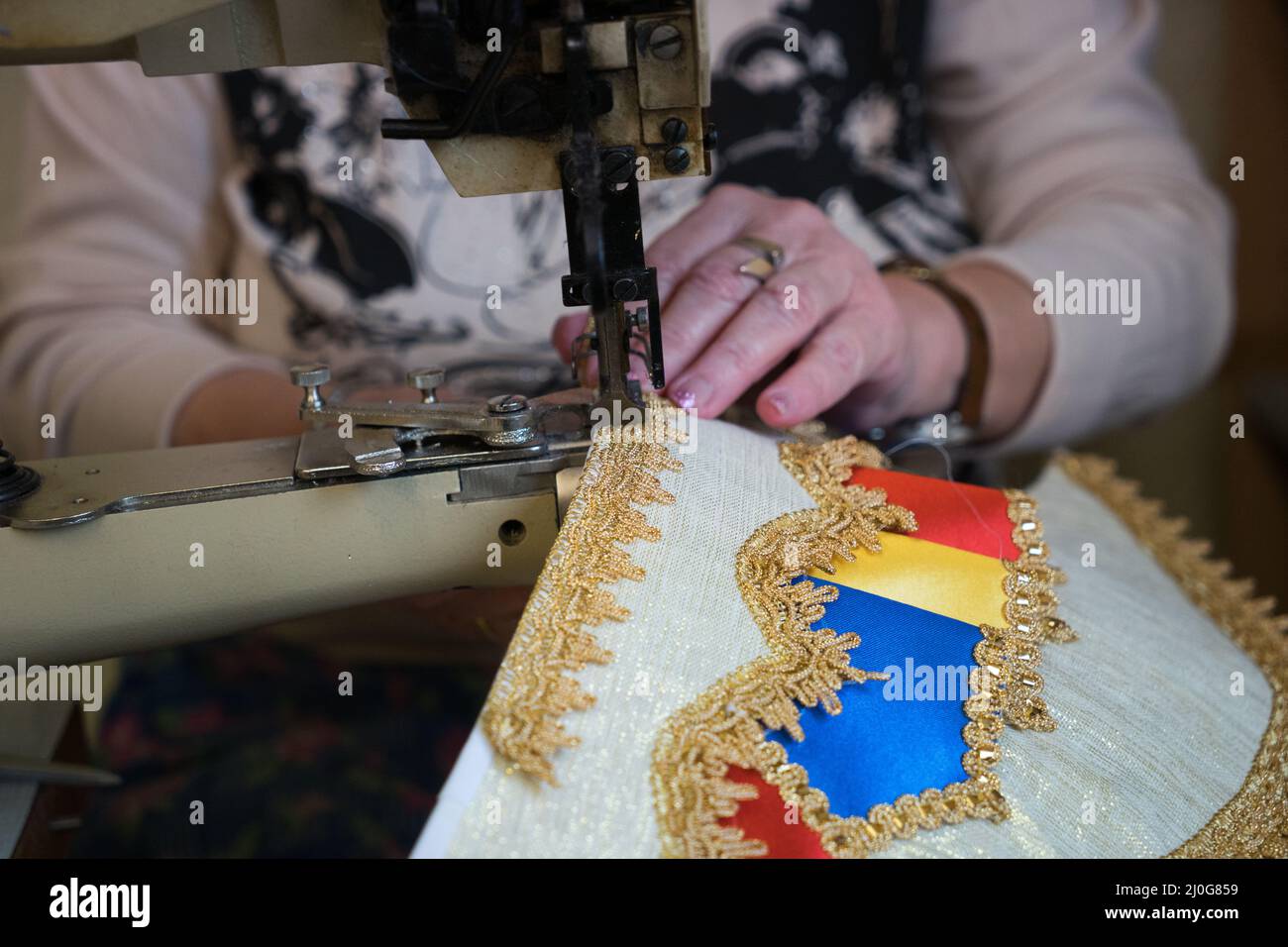 Making fool's caps for the carnival Stock Photo - Alamy