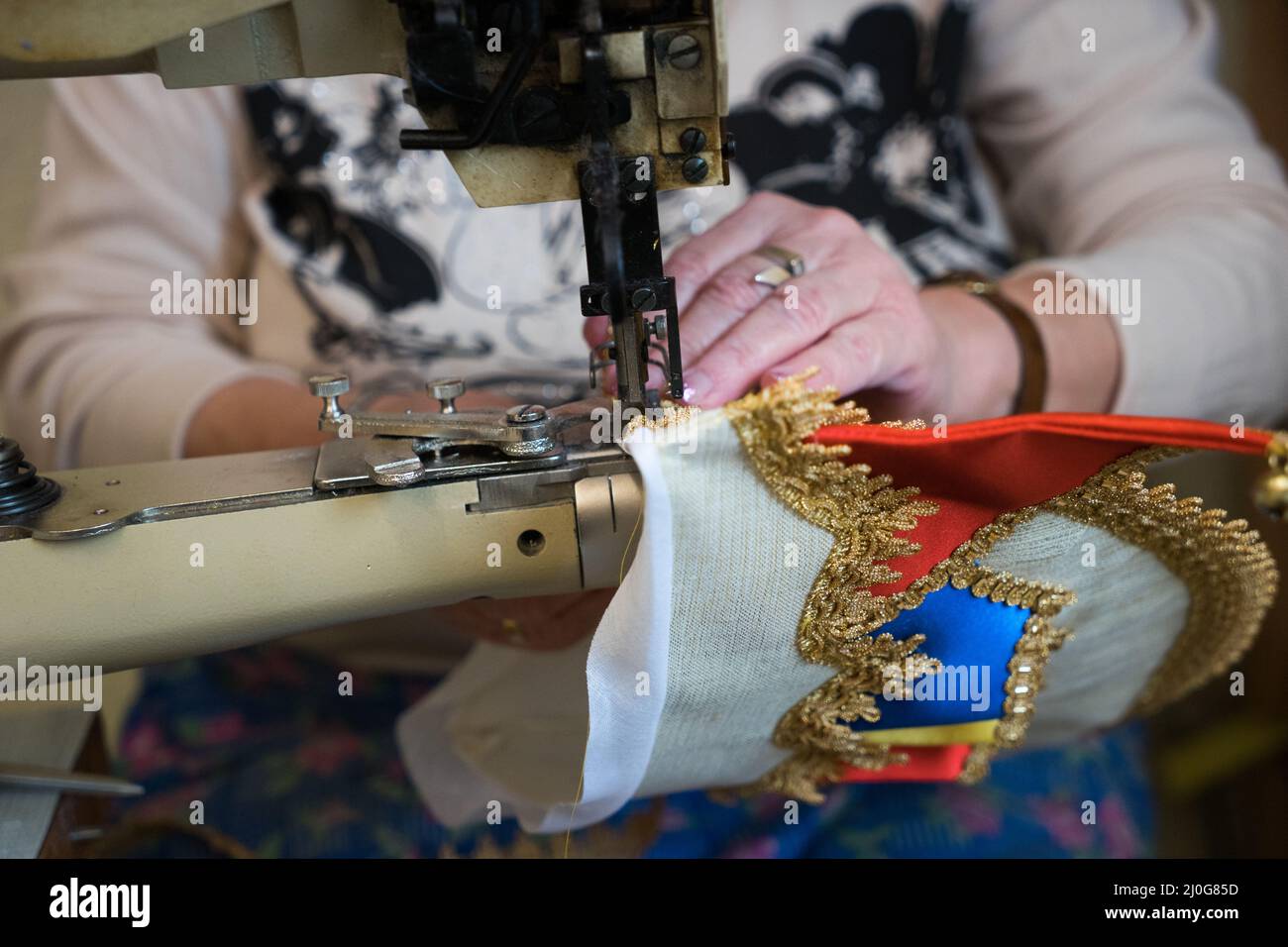 Making fool's caps for the carnival Stock Photo - Alamy
