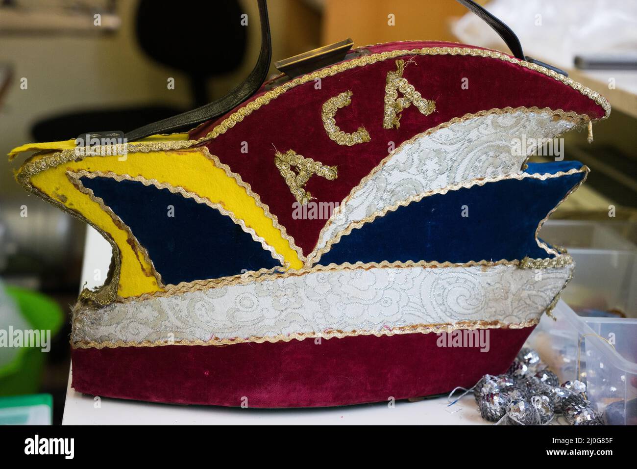 Making fool's caps for the carnival Stock Photo - Alamy