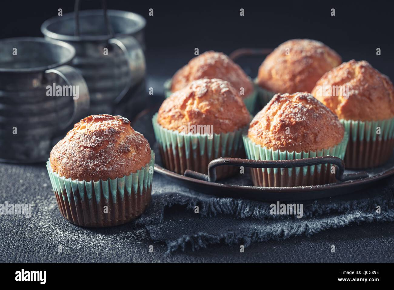 Sweet and hot yoghurt cupcake as the perfect coffee dessert. Homemade ...