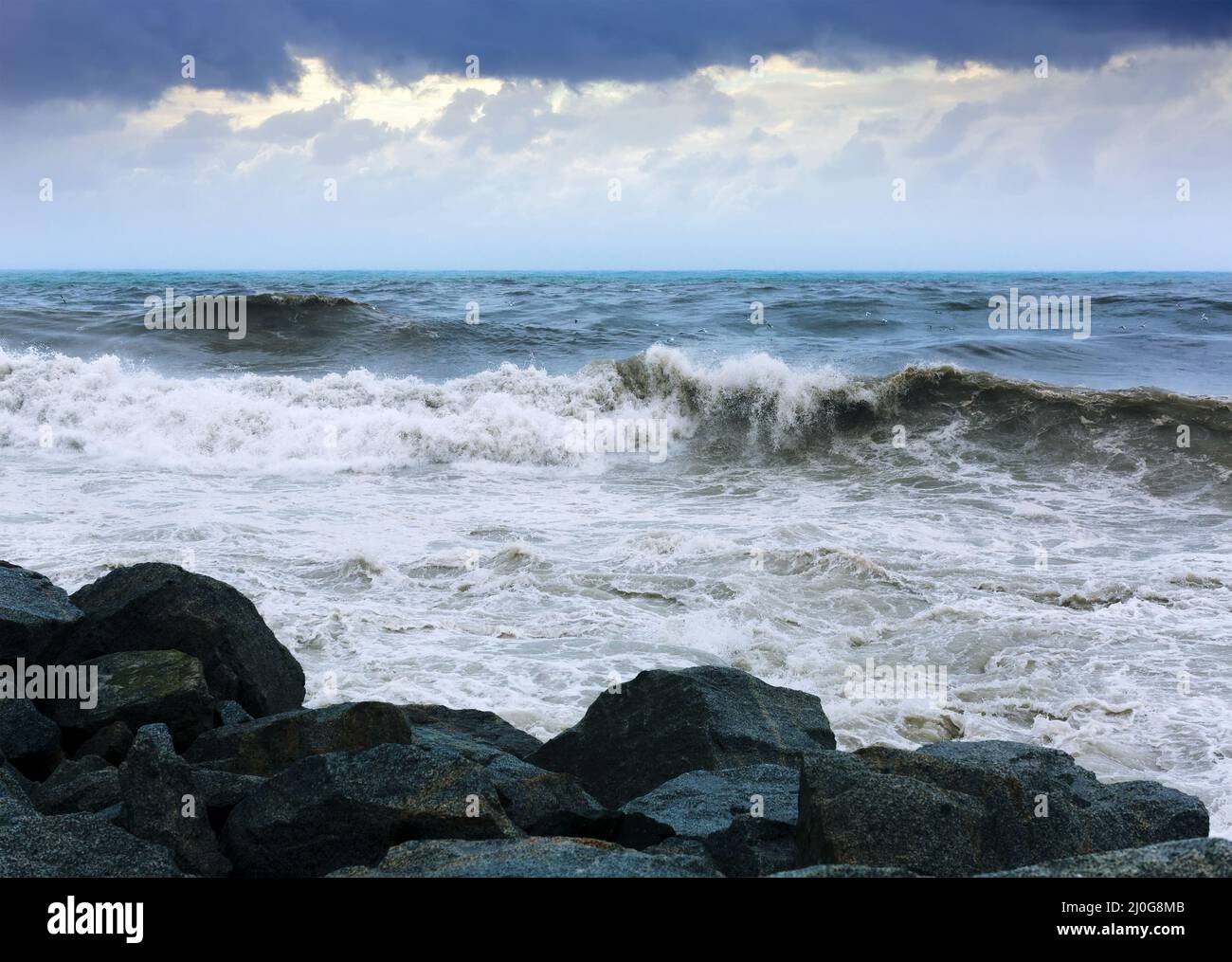 waves during storm in strong wind Stock Photo - Alamy