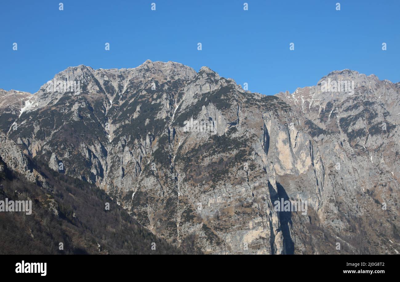 Mountains called Monte Pasubio in the Veneto Region in Northern Italian ...