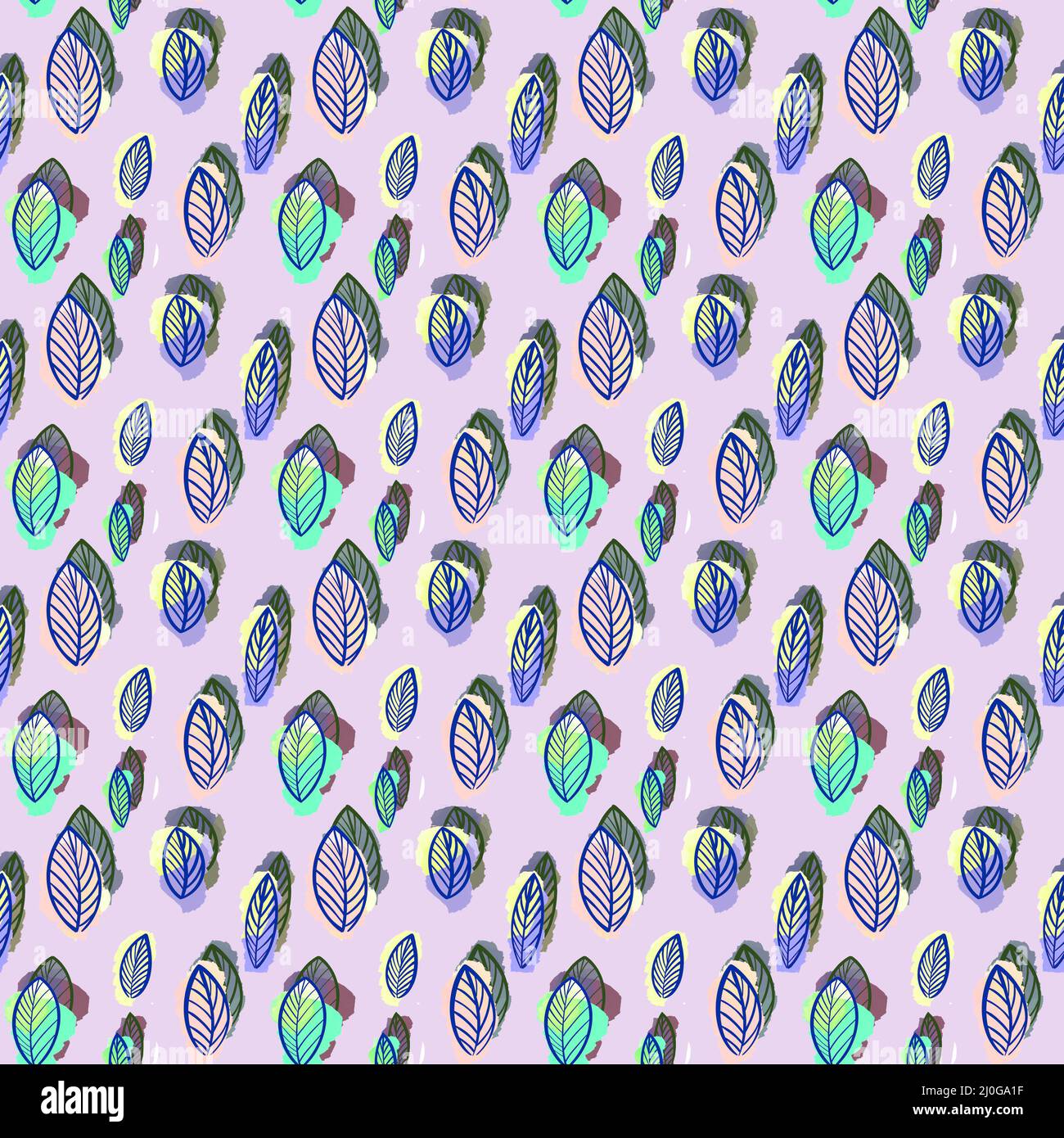 Botanical leaf pattern on a violet background.Botanical illustration of ...