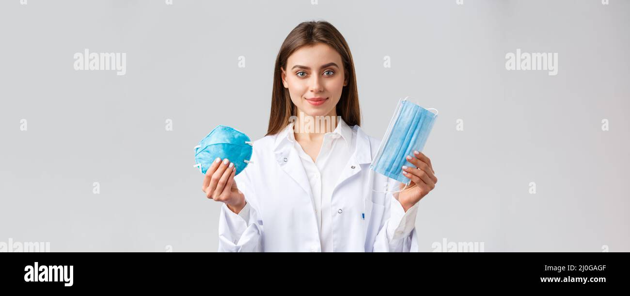 Covid-19, preventing virus, healthcare workers concept. Professional ...