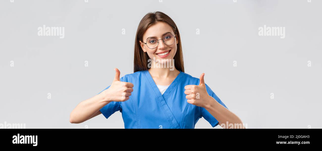 Healthcare workers, medicine, insurance and covid-19 pandemic concept ...