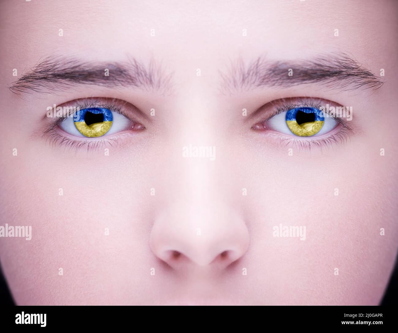 Reflection Flag of Ukraine in beautiful teenager eyes Stock Photo - Alamy