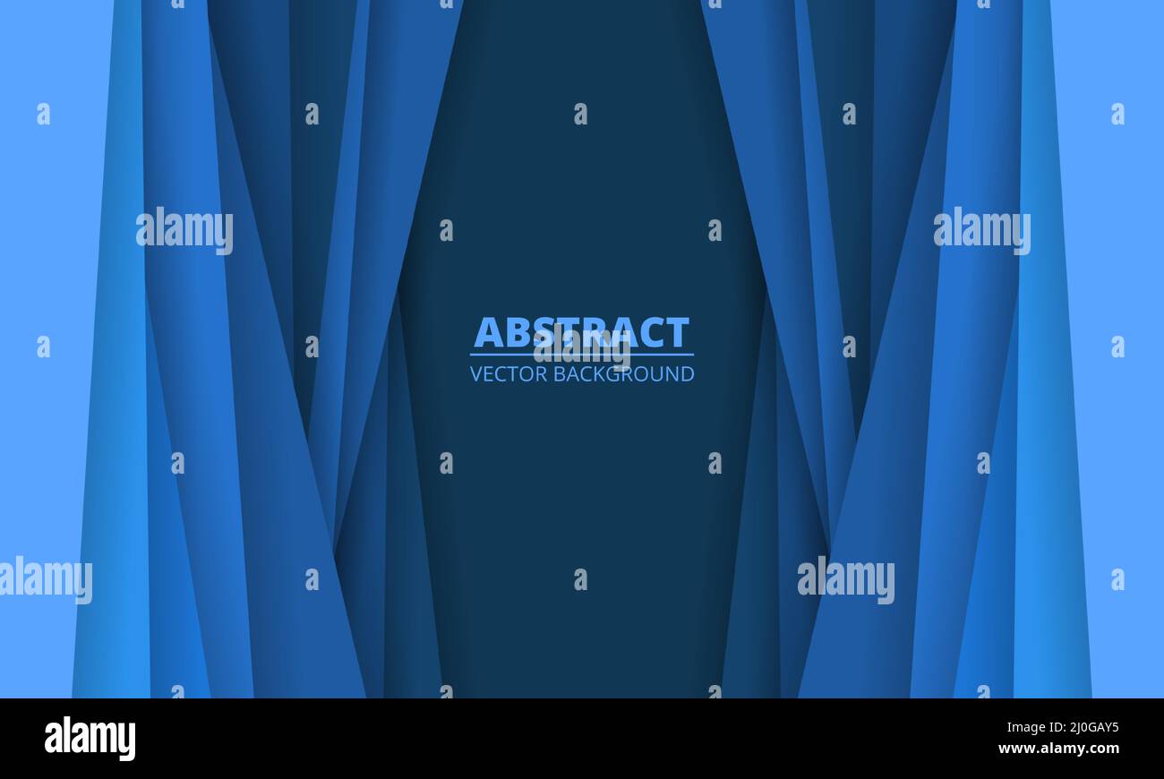 Blue abstract background with paper cut lines. Dark blue modern and ...