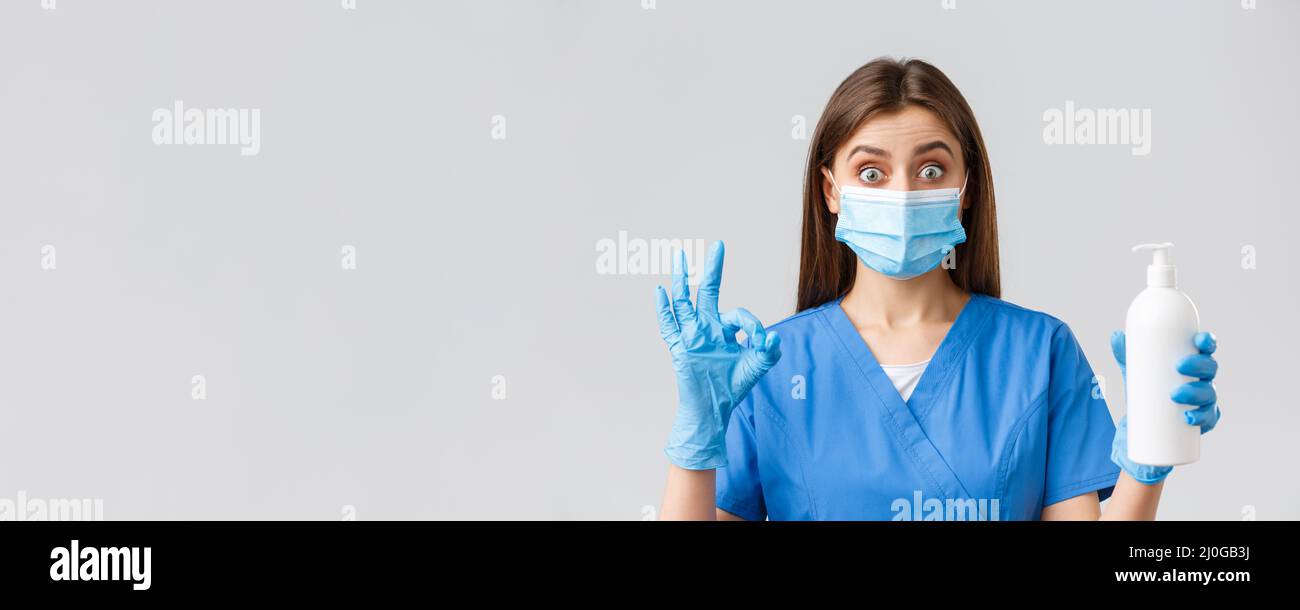 Covid-19, preventing virus, healthcare workers and quarantine concept ...