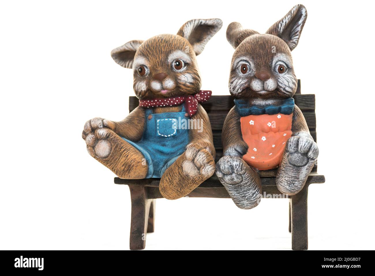 Hand-painted ceramic Easter bunnies - Easter decoration Stock Photo - Alamy