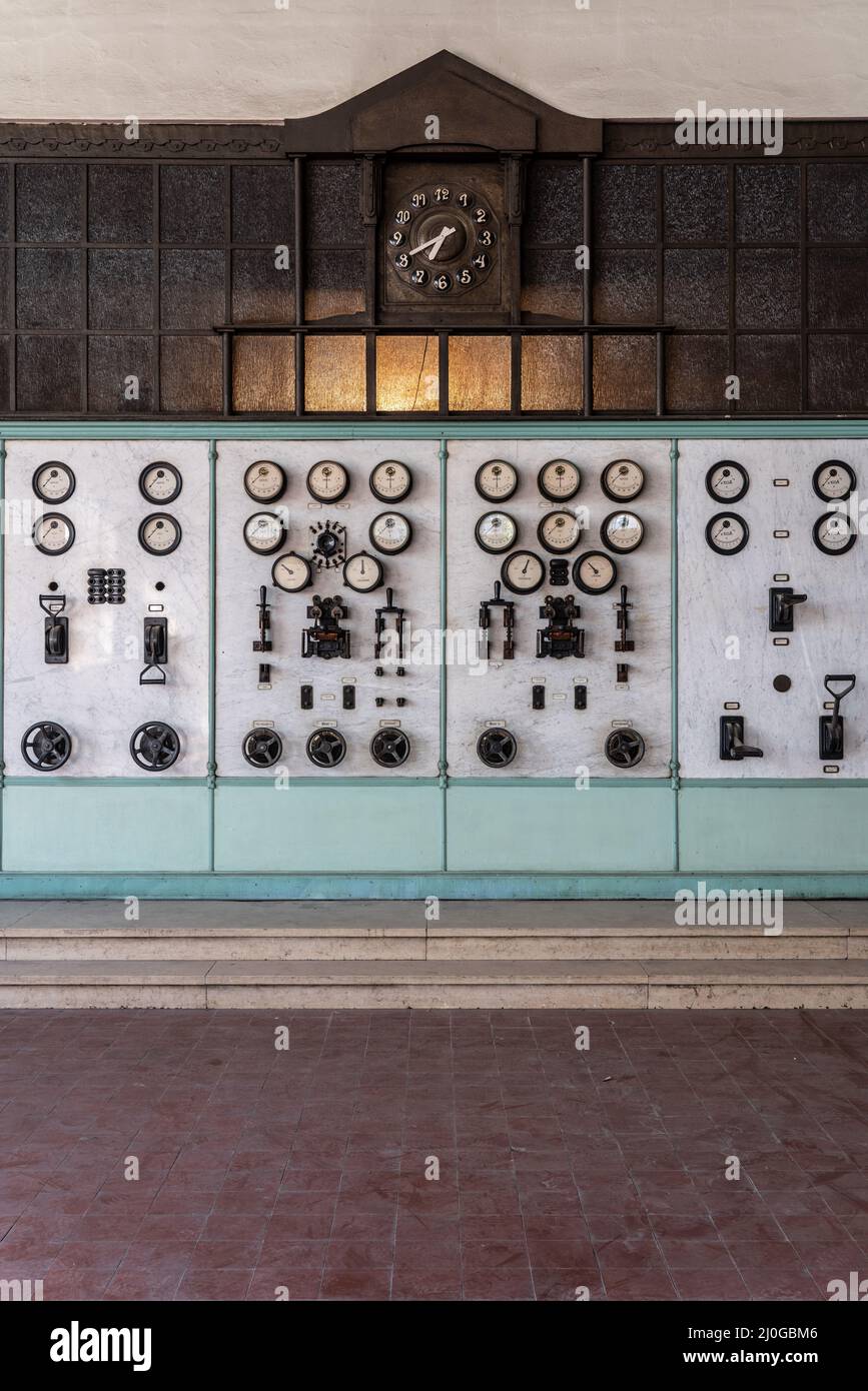 Switchboard in a historic power plant Stock Photo - Alamy