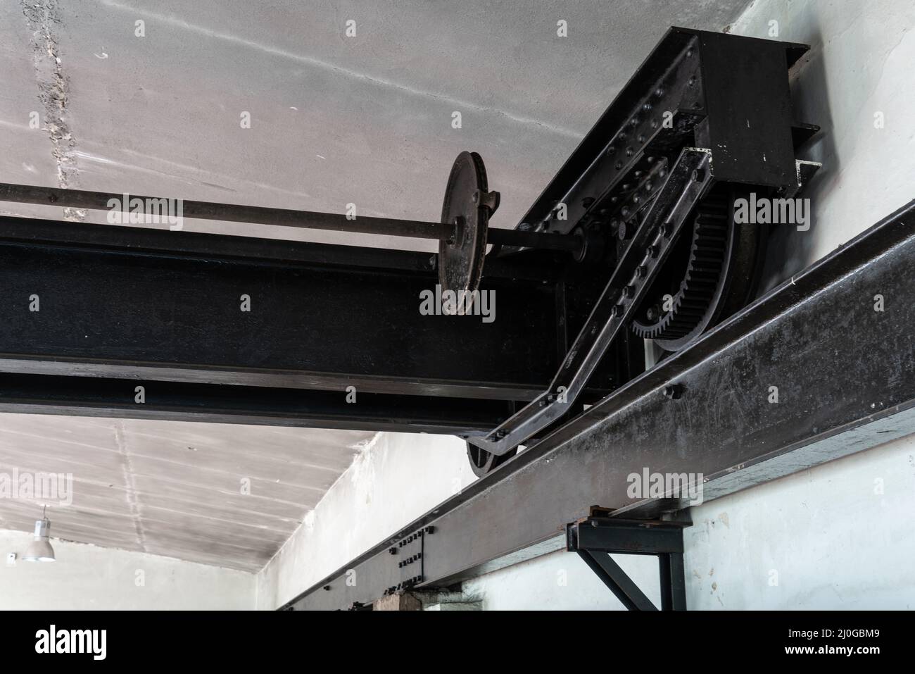 Running crane in a historic power plant Stock Photo - Alamy