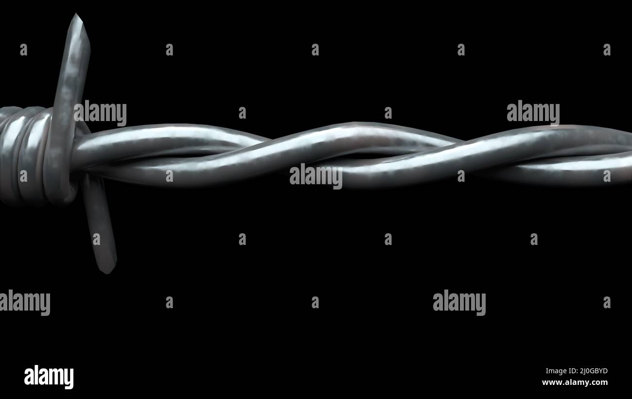 Computer generated background with barbed wire. 3d rendering spinning ...