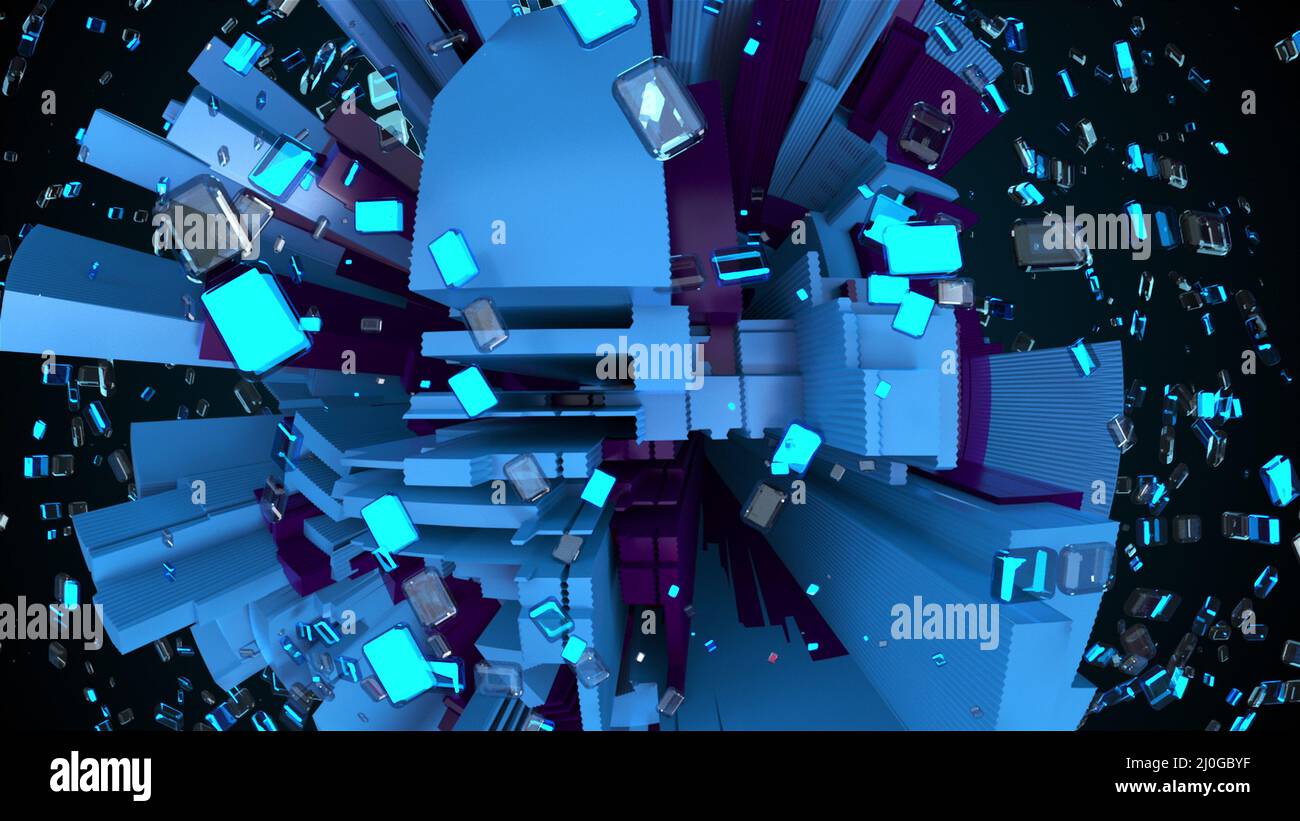 3d render technology background. Complicated abstract sphere with ...