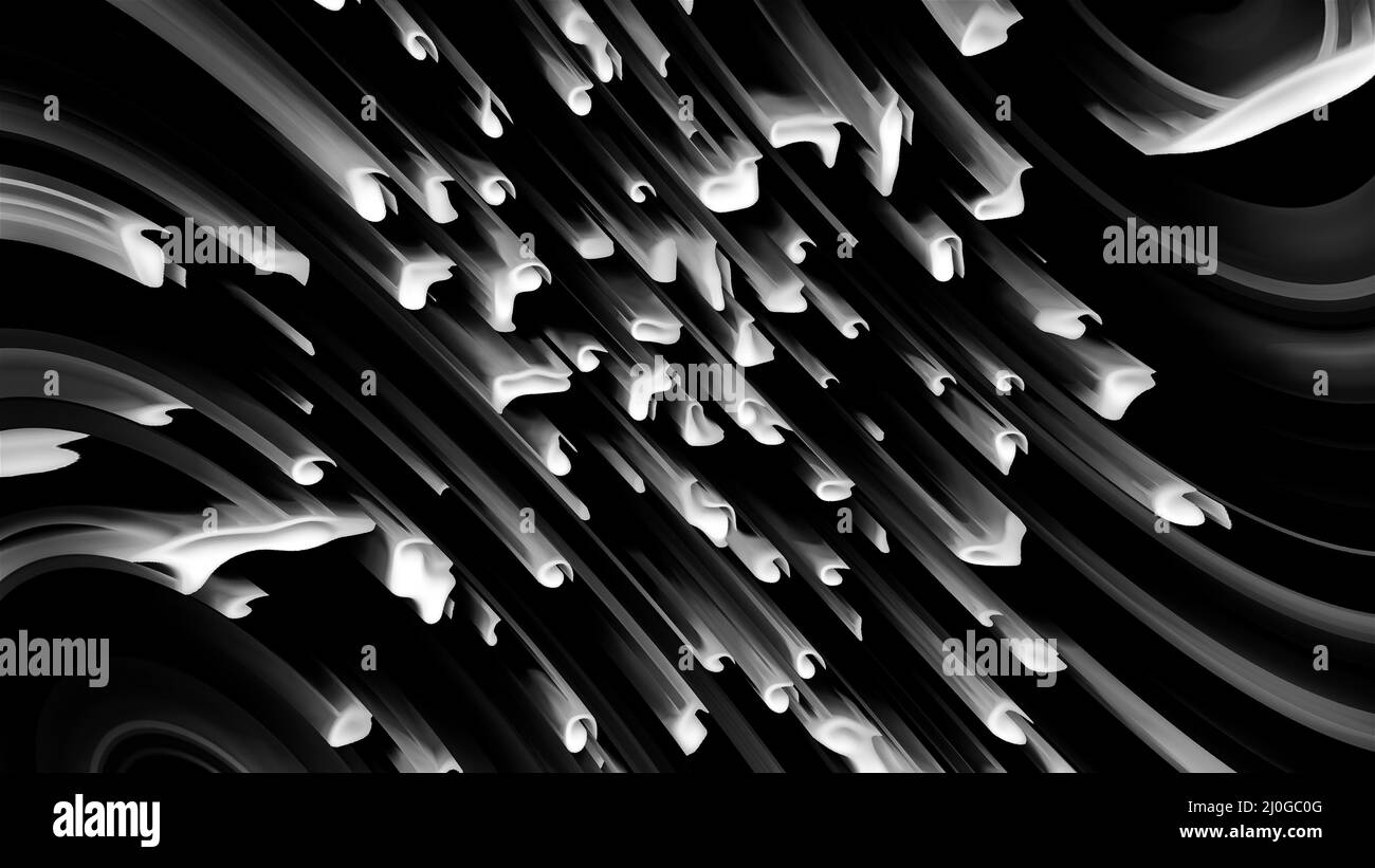 Many abstract comets fall at high speed, 3d rendering. Virtual asteroid ...