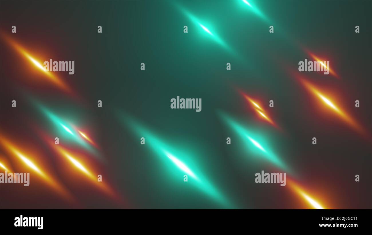 Rays of light of different colors randomly blink on a dark. Computer ...