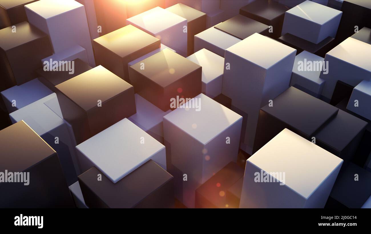 3d rendering geometric background. Transformation of rectangle elements ...